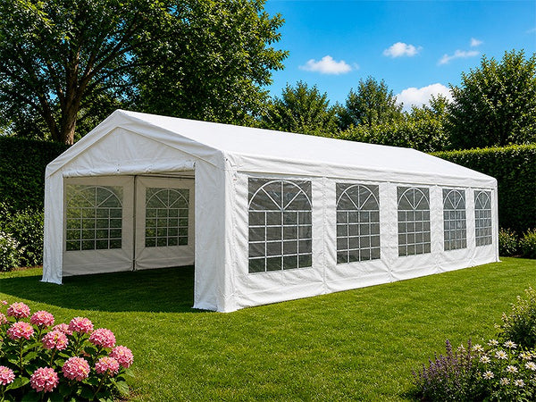 Tente de réception Basic 5x10m PE 500, Blanc